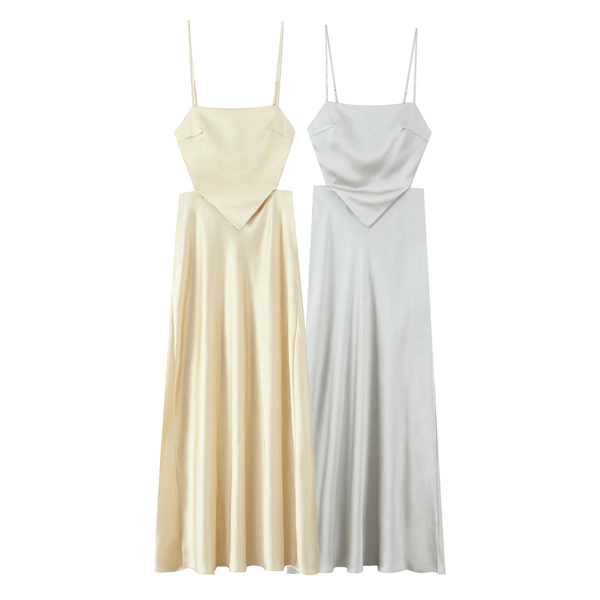 Women's New Fashion Thin Scarf Satin Texture Sleeveless suspender Dre ...